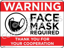 Warning Face Mask Required Indoor Sign