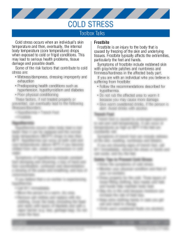 Outdoor Safety - Cold Stress