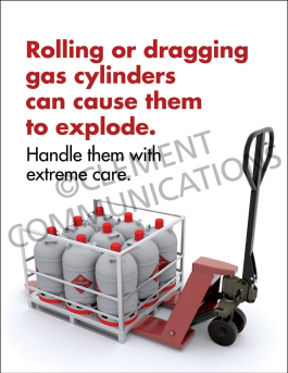 Rolling or Dragging Gas Cylinders Safety Poster | Clement