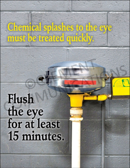 Flush the Eye Safety Poster | Emergency Eyewash Instructions | Clement