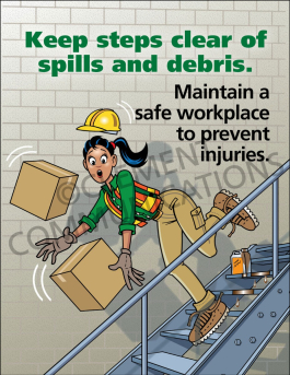 Keep Steps Clear Poster | Stair & Floor Hazard Safety | Clement