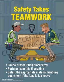 Safety Takes Teamwork Poster | Safe Lifting & Cooperation | Clement
