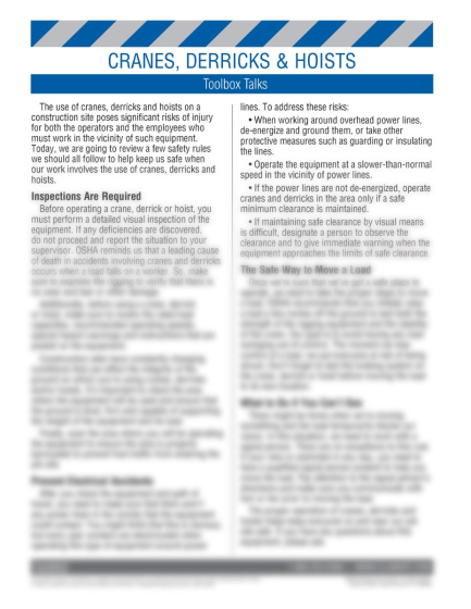 Construction - Cranes, Derricks and Hoists