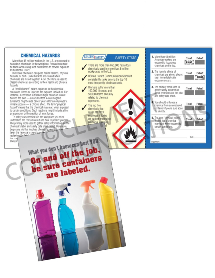 Chemical HazCom – Bottles – Safety Pocket Guide with Quiz Card | Clement