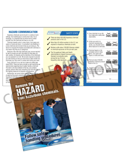 Chemical HazCom/Handling Safety Pocket Guide with Quiz Card