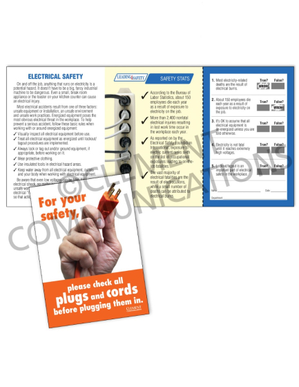 Electrical Safety – Plugs and Cords – Safety Pocket Guide with Quiz Card