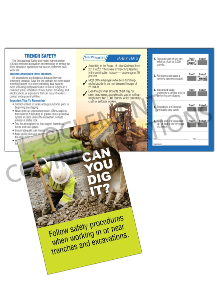 Trenching – Dig It – Safety Pocket Guide with Quiz Card