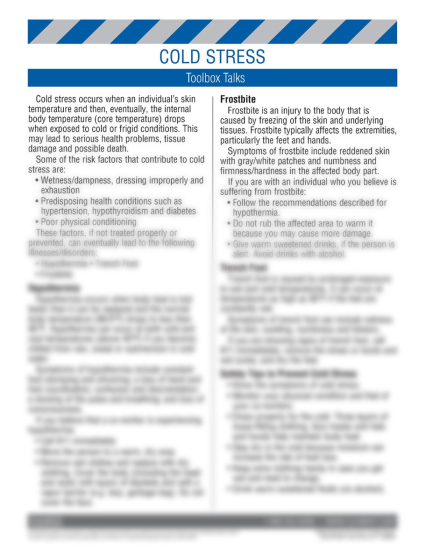 Outdoor Safety - Cold Stress